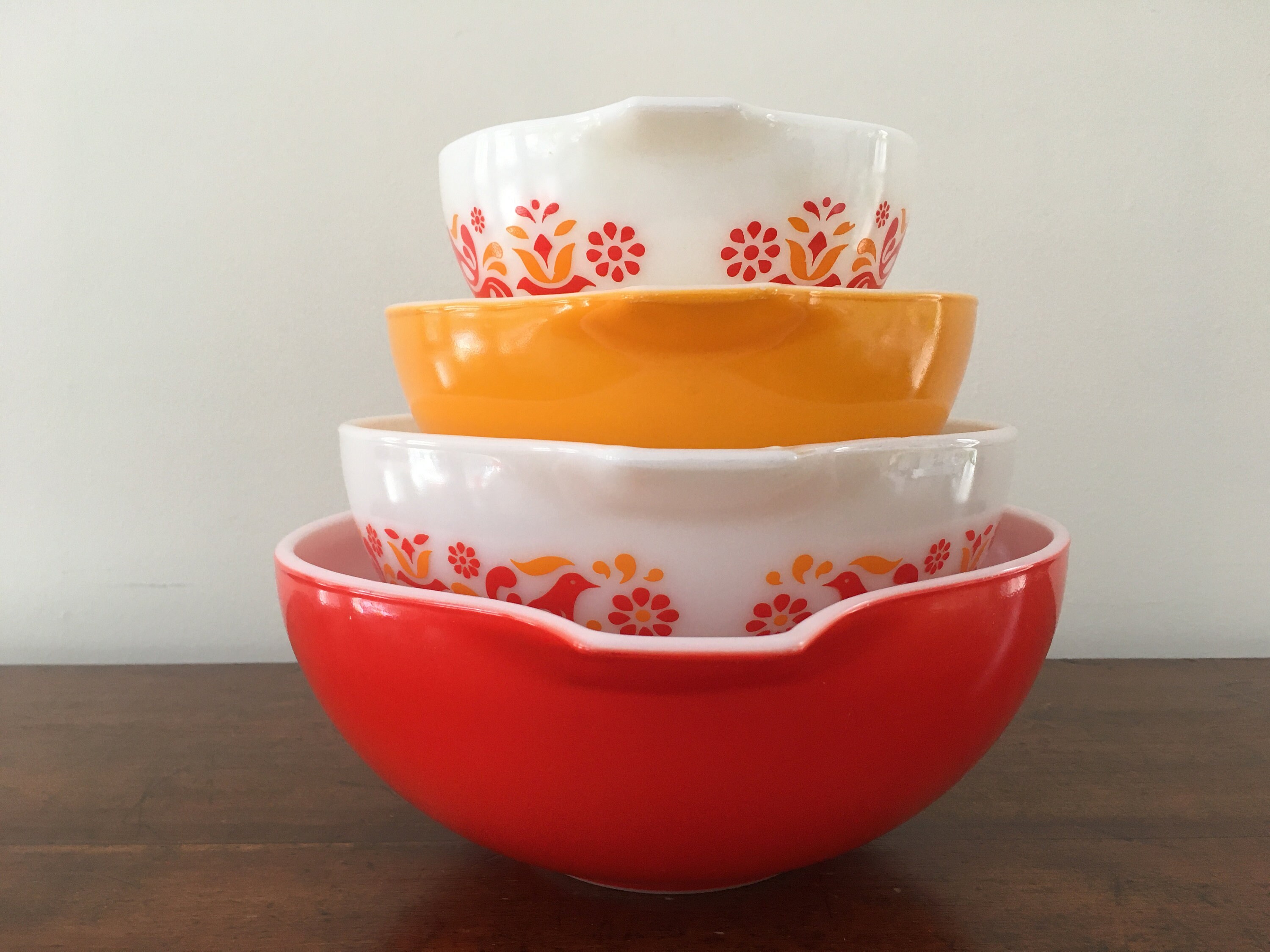 COMPLETE Set of 4 Vintage Pyrex Cinderella Bowls Friendship Birds ...