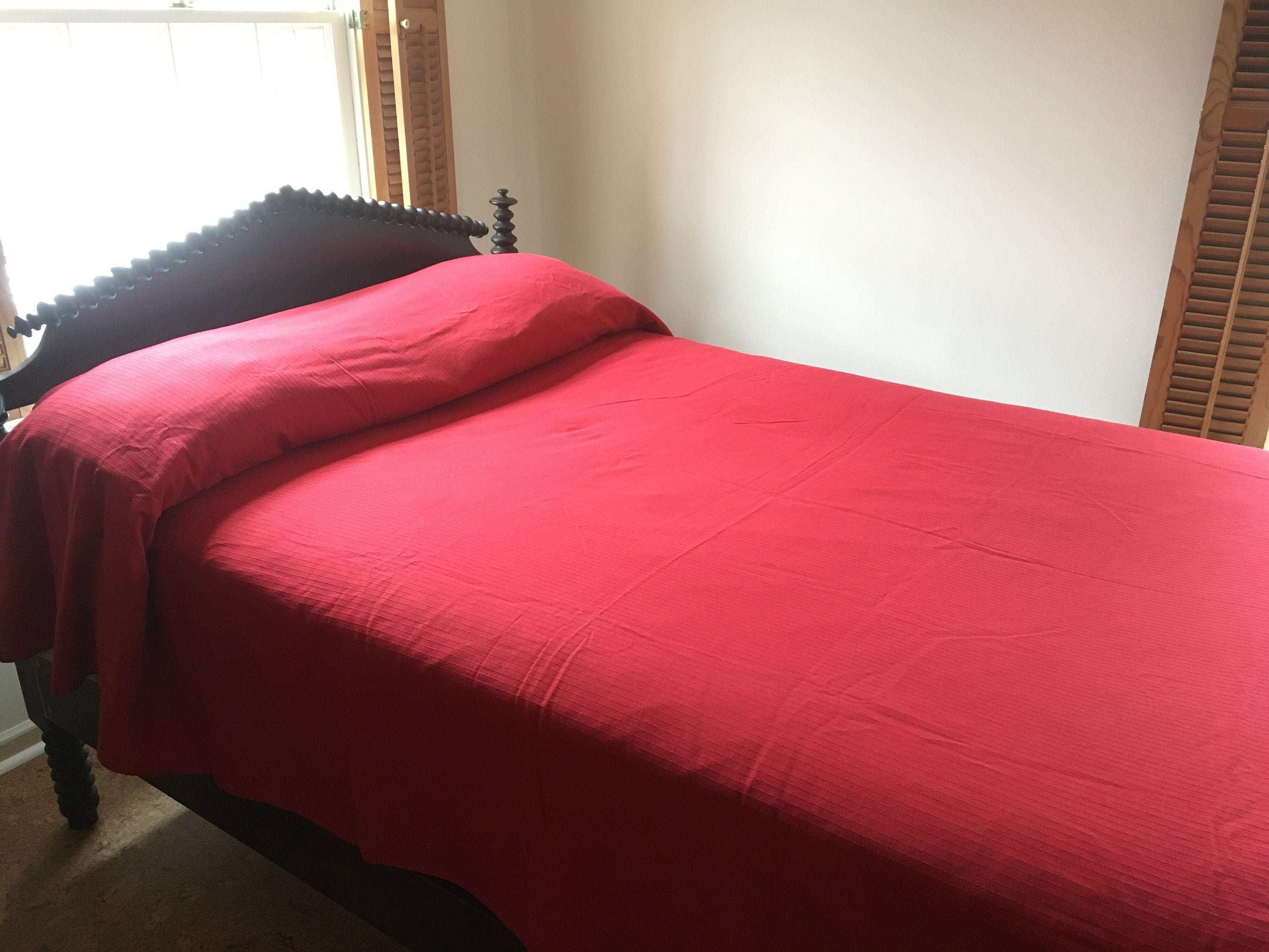 Toughcord Bedspread Sears Vintage Twin Size Bedding Bright Red Mid ...