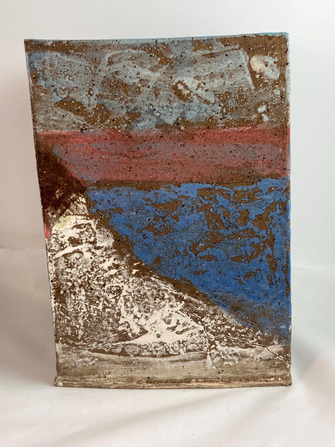 Handmade Pottery Flower Vase With Cape Cod Beach Scene Called “red Sky ...
