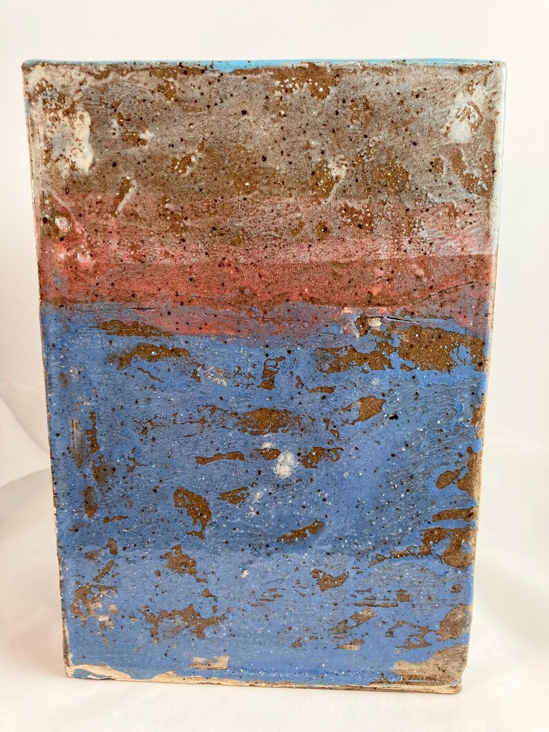 Handmade Pottery Flower Vase With Cape Cod Beach Scene Called “red Sky ...