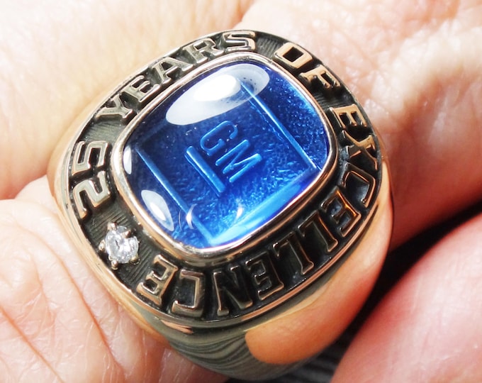 Vintage GM 25 Years of Excellence Mens Ring 10k Gold Mens Diamond Ring ...