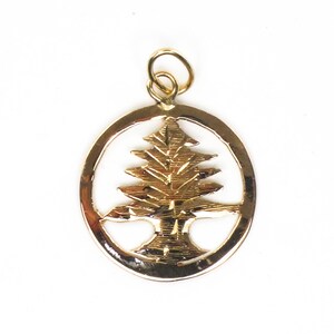 Vintage 18k Gold Evergreen Tree Charm Pendant Cut Out Gold Disc Charm ...
