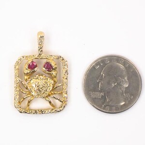 Vintage 14k Gold Cancer Charm Large Yellow Gold Ruby Crab - Etsy
