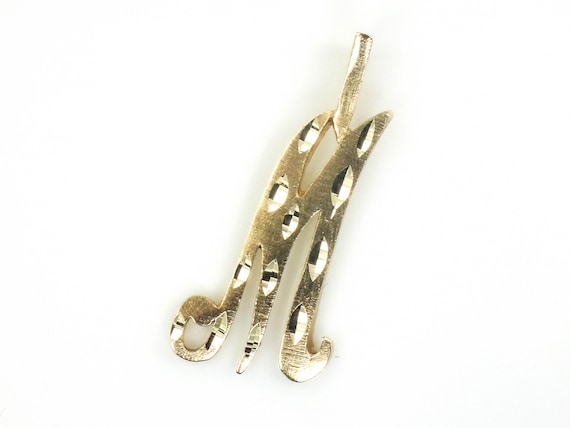 Vintage 14k Yellow Gold Letter M Pendant, Solid Gold … - Gem