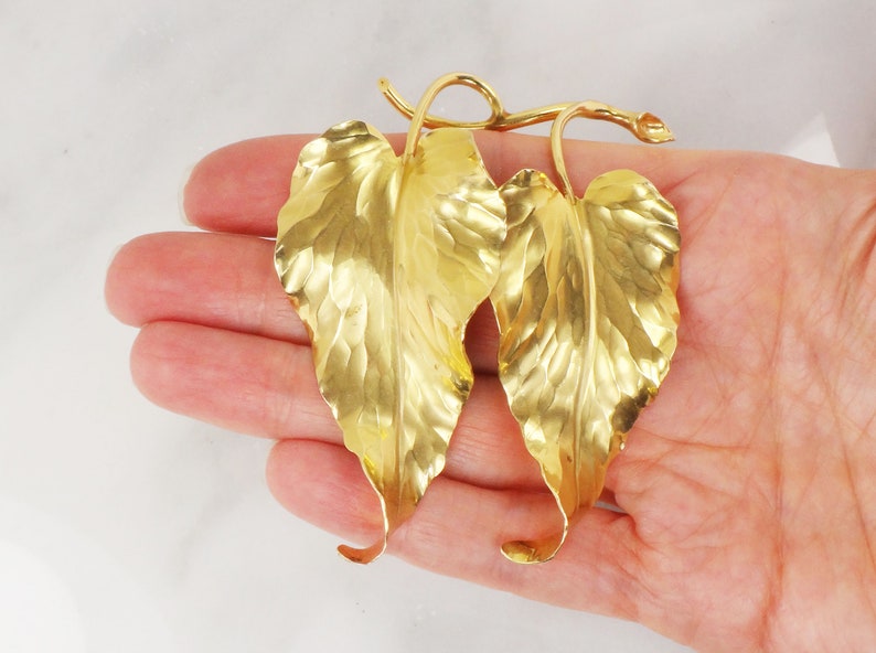 Vintage Large 14k Gold Leaves Pin Hand Made Yellow Gold Pin - Etsy