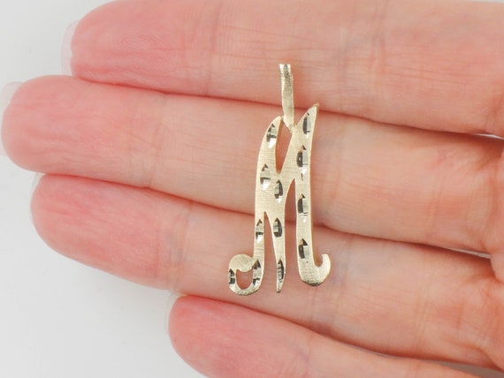 Vintage 14k Yellow Gold Letter M Pendant, Solid Gold … - Gem