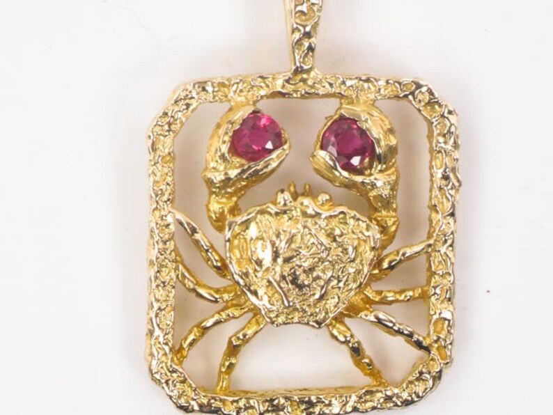 Vintage 14k Gold Cancer Charm Large Yellow Gold Ruby Crab - Etsy