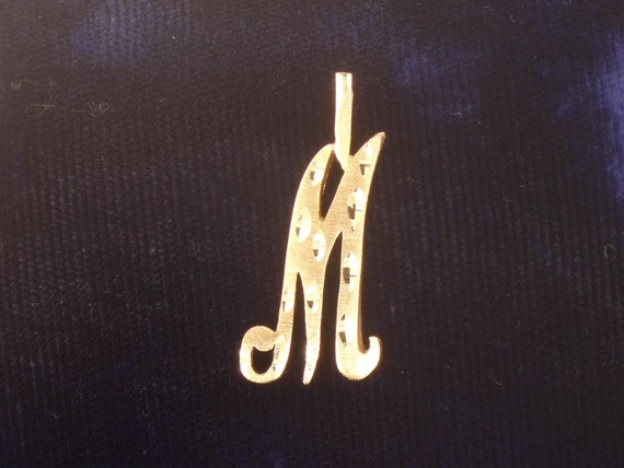 Vintage 14k Yellow Gold Letter M Pendant, Solid Gold … - Gem