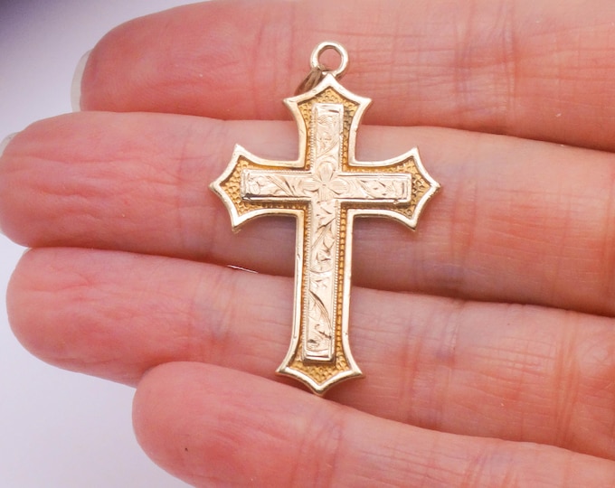 Vintage 14k Gold Engraved Cross - Esemco Ornate Fleury Style Cross - Etsy
