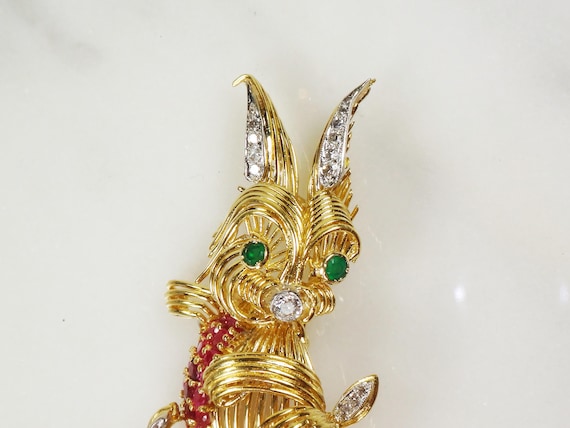 Vintage 14k Gold Bunny Rabbit Pin Vintage Gemstone Br… - Gem