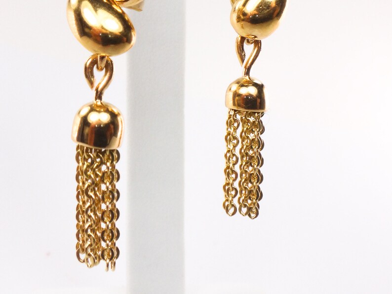 Vintage 18k Yellow Gold Fringe Dangle Earrings Retro Style - Etsy