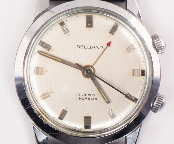 Vintage Delbana Stainless Steel Watch with Round Face… - Gem