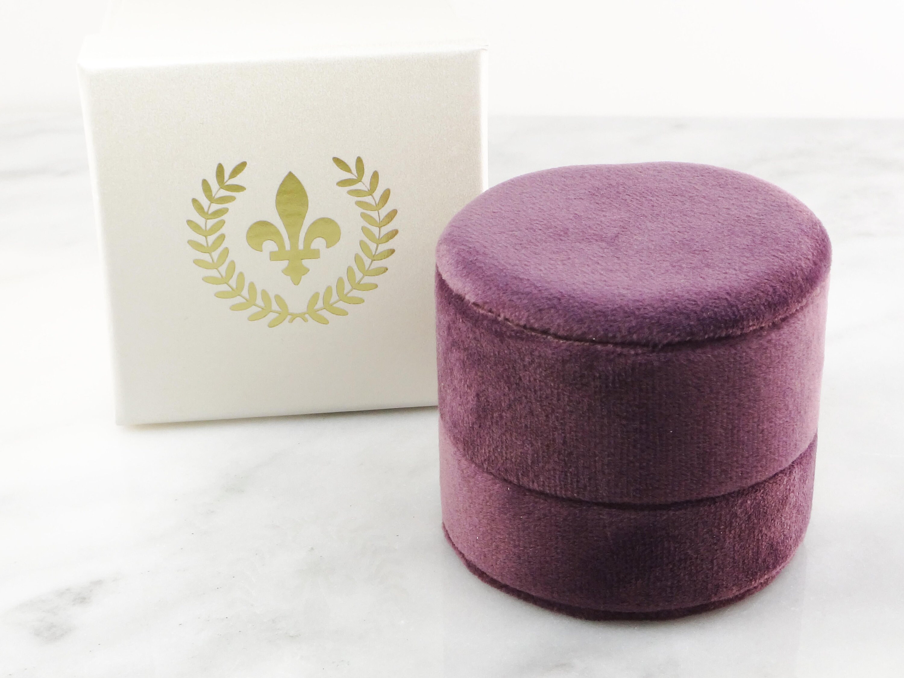 Velvet Ring Box Plush Round Ring Box Lavender Ring Box | Etsy
