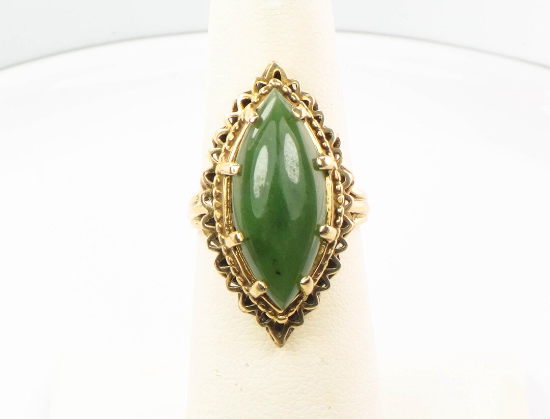 Vintage 14k Yellow Gold Chrysoprase Marquise Ring - Size 6 - Etsy