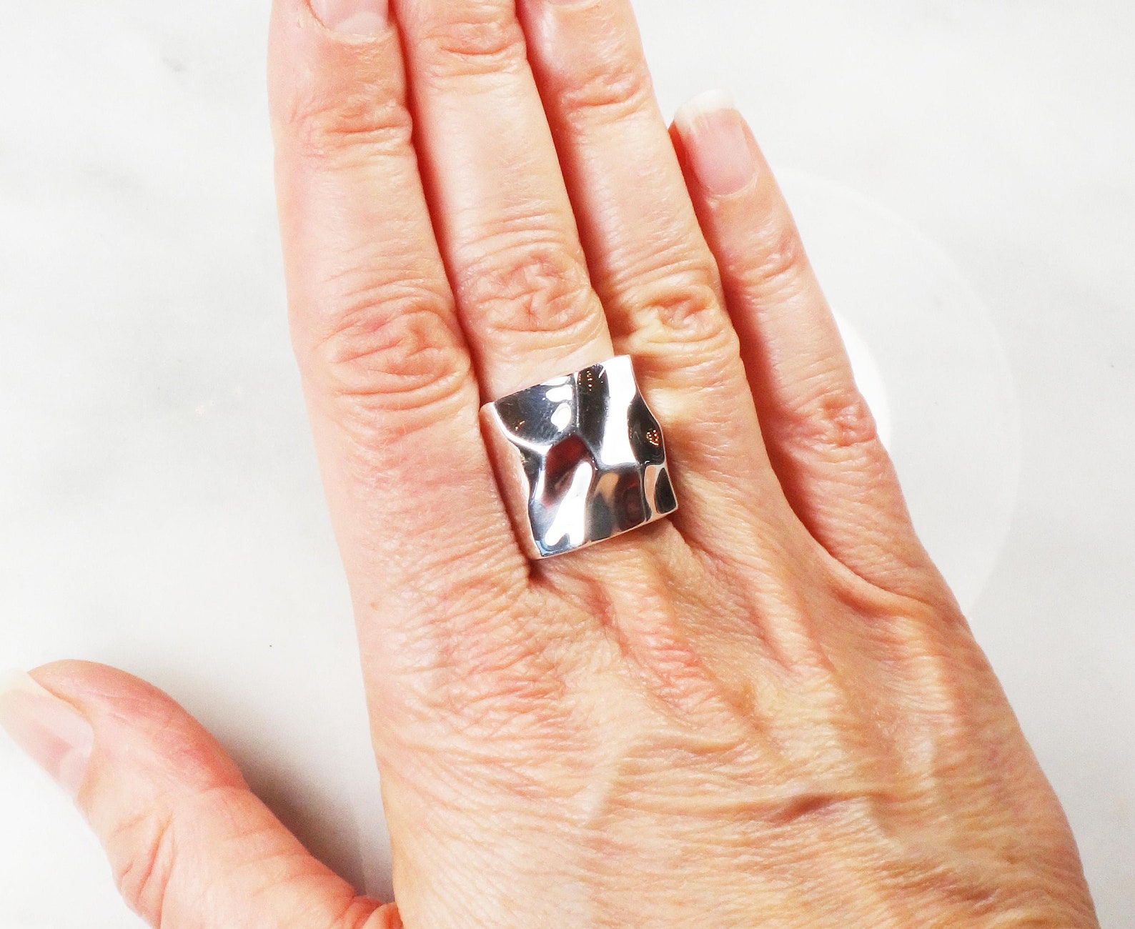 Vintage Silver Ring Wide Sterling Silver Band Heavy Sterling | Etsy