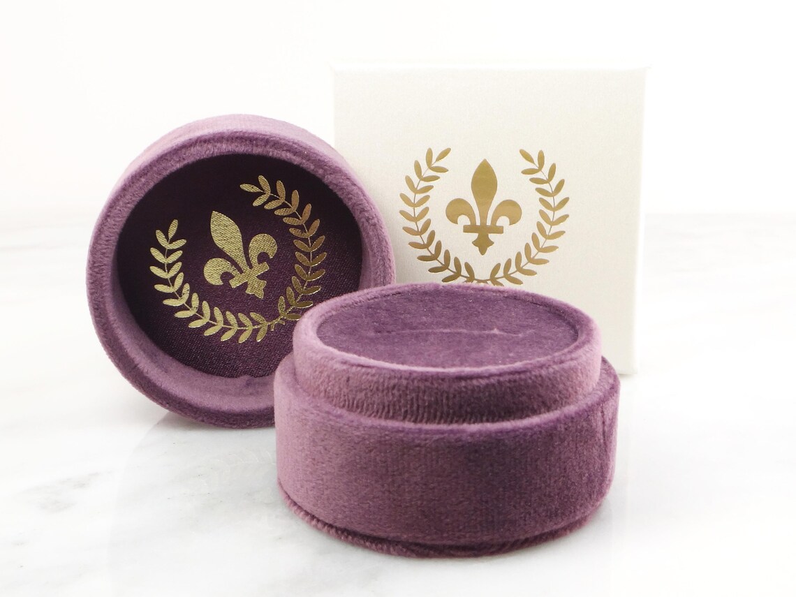 Velvet Ring Box Plush Round Ring Box Lavender Ring Box | Etsy