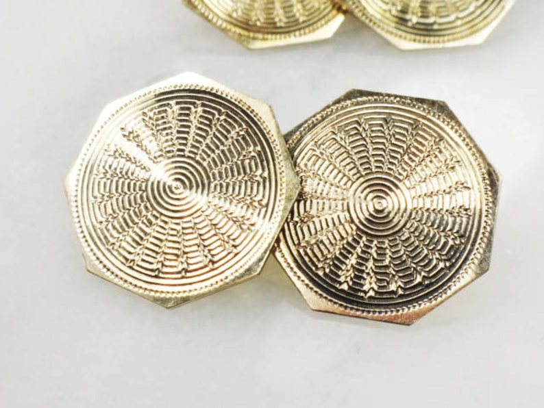 Art Deco 14k Yellow Gold Octagon Shape Cufflinks Engraved - Etsy
