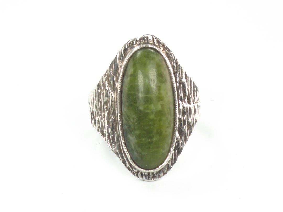 Vintage Sterling Silver Green Connemara Marble Ring, Irish Ring, Size 7 ...