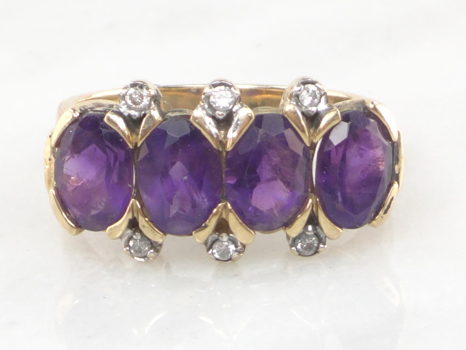 Vintage 10k Gold Iolite Diamond Ring: Oval Cut Purple Stone Band - Etsy