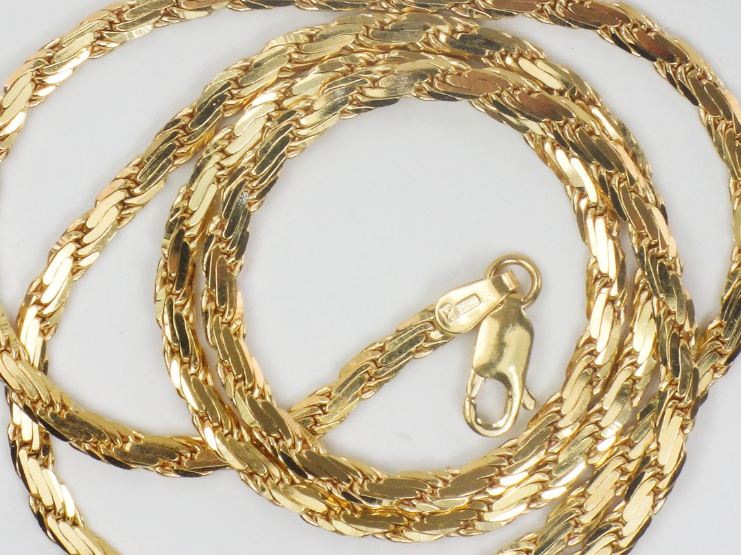 Vintage 14k Yellow Gold Fancy Flat Rope Link Chain 20" Solid Gold ...