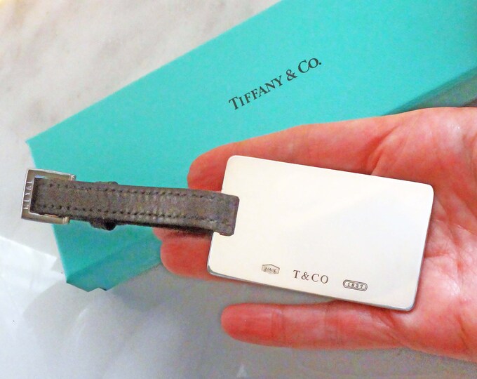 Vintage Tiffany Sterling Silver and Leather Luggage Tag, Tiffany 1837 ...