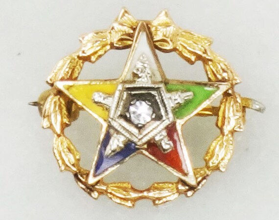 Vintage Masonic Pin 10k Gold Eastern Star Pin Gold Enamel - Etsy