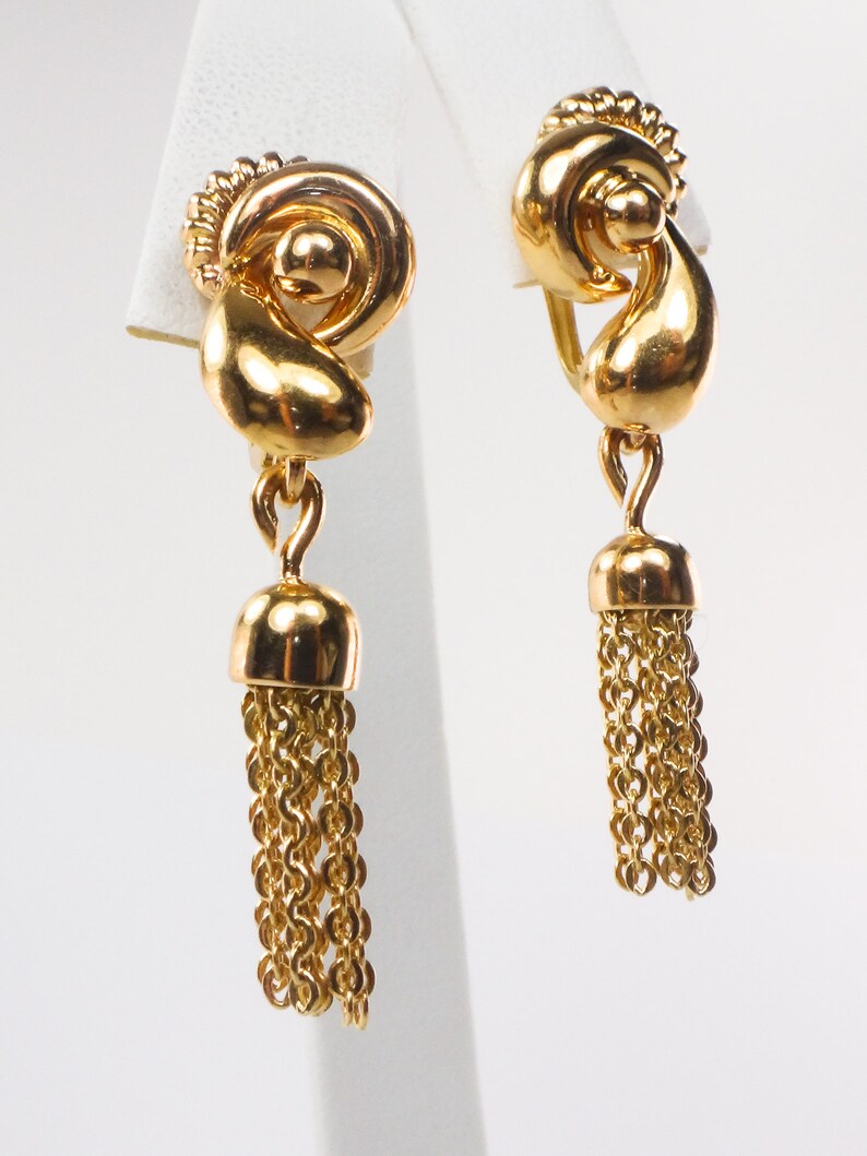 Vintage 18k Yellow Gold Fringe Dangle Earrings Retro Style - Etsy