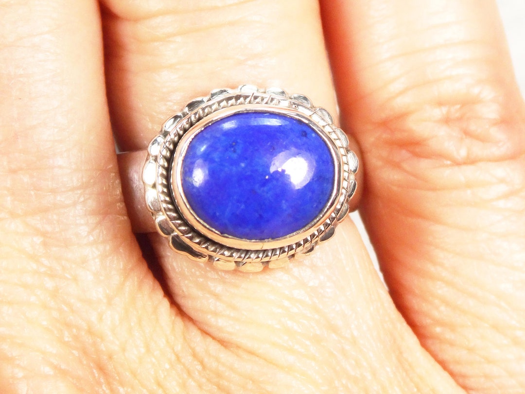 Vintage Sterling Silver Blue Stone Ring, Size 5 1/4 - Etsy