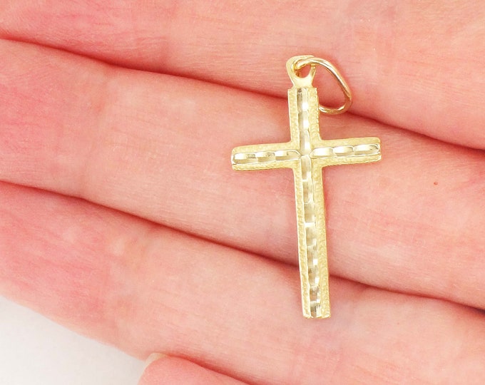 Vintage 14k Gold Cross Yellow Gold Cross Christian Religious Jewelry ...