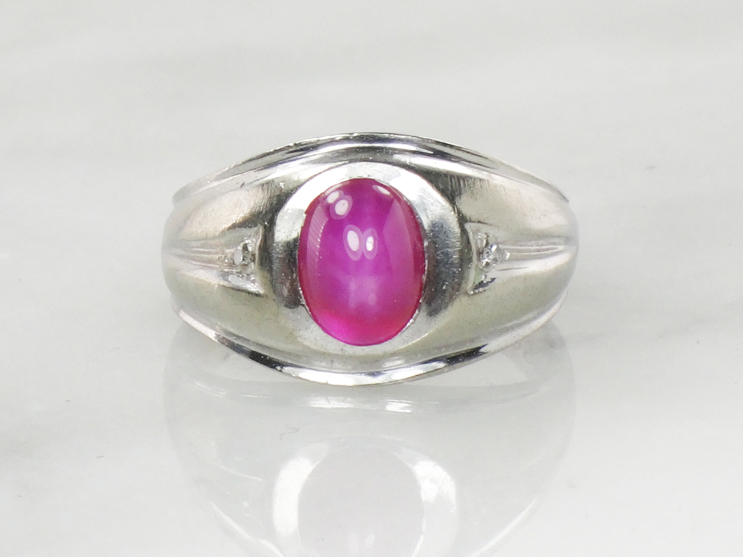 Buy Men's Created Star Ruby Ring Danson 10k White Gold Online In India ...