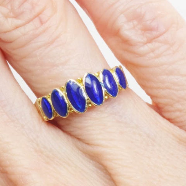 Blue Enamel Ring - Etsy