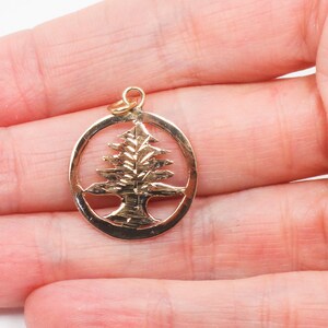 Vintage 18k Gold Evergreen Tree Charm Pendant Cut Out Gold Disc Charm ...
