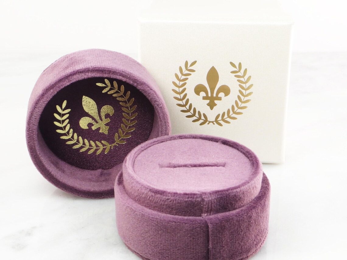 Velvet Ring Box Plush Round Ring Box Lavender Ring Box - Etsy
