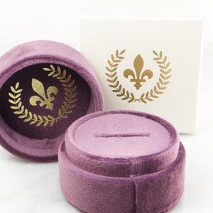 Velvet Ring Box Plush Round Ring Box Lavender Ring Box Proposal Ring ...