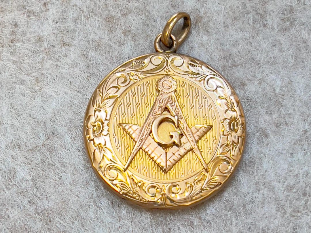 Vintage Masonic 10k Gold Locket: Engraved Freemason Watch Fob Pendant ...