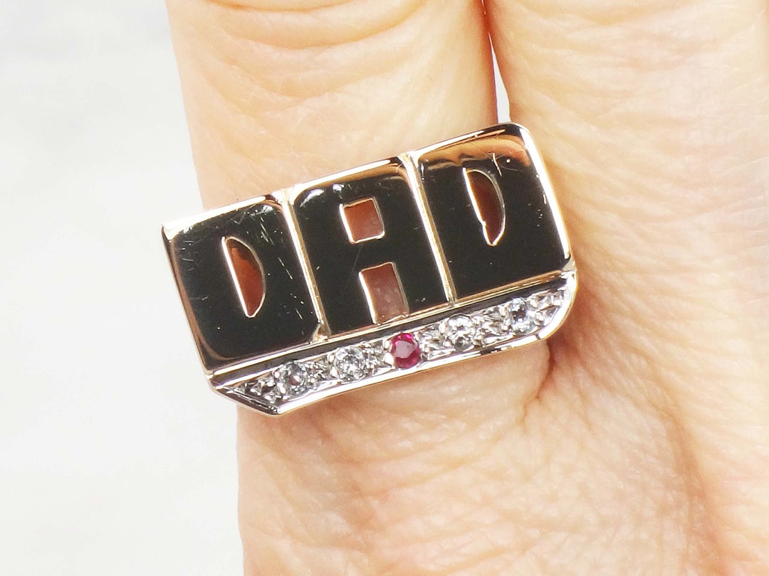 Vintage 14k Yellow Gold Dad Ring With Natural Diamonds Size 8 Ring for Dad Father's Ring - Etsy