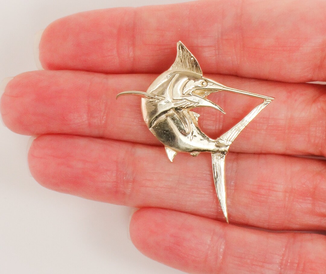 Vintage 14k Yellow Gold Large Swordfish Pendant Charm - Etsy