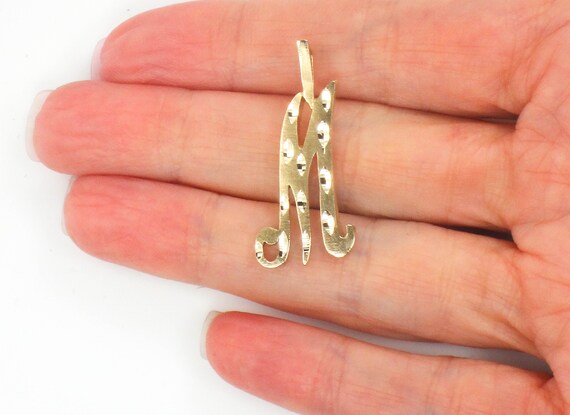 Vintage 14k Yellow Gold Letter M Pendant, Solid Gold … - Gem