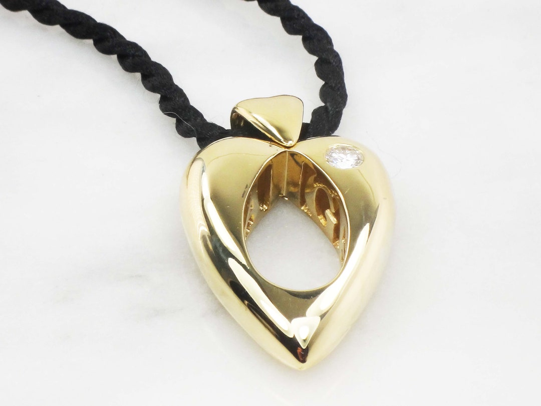 Vintage Piaget 18k Yellow Gold Diamond Heart Pendant Necklace - Etsy
