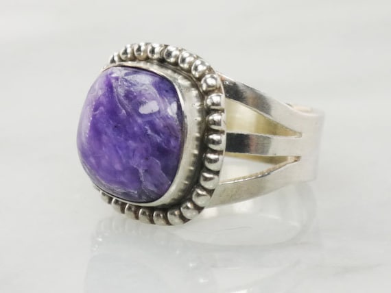 Vintage Sterling Silver Charoite Purple Stone Ring Si… - Gem