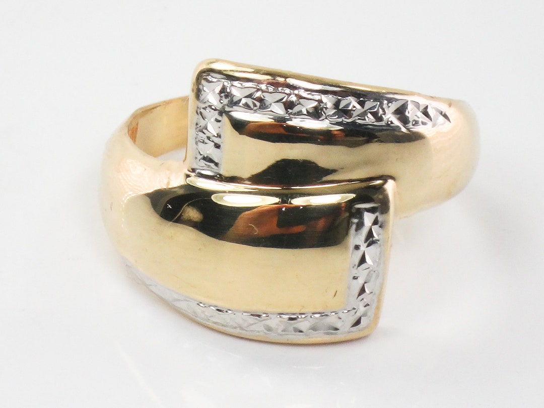 Vintage Michael Anthony Large 14k Two Tone Gold Bypass Style Ring Size ...