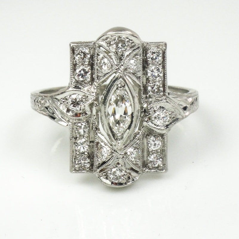 Art Deco Cocktail Ring - Etsy