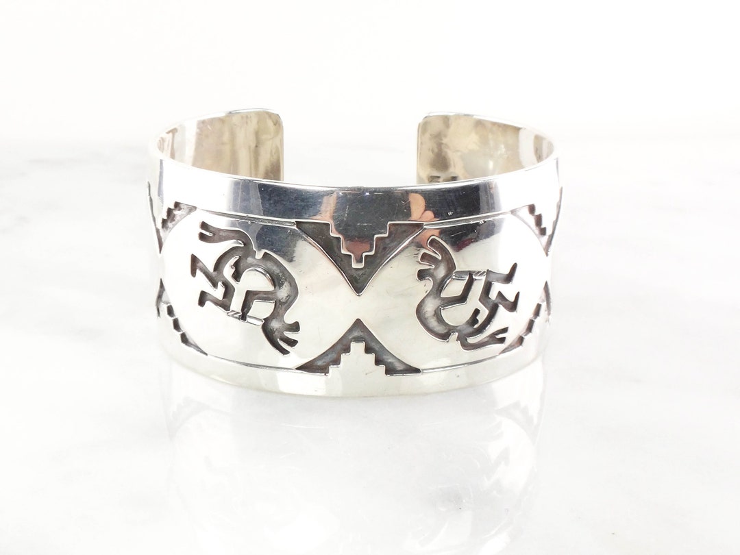 Vintage Sterling Silver Kokopelli Southwestern Cuff Bracelet Signed by ...