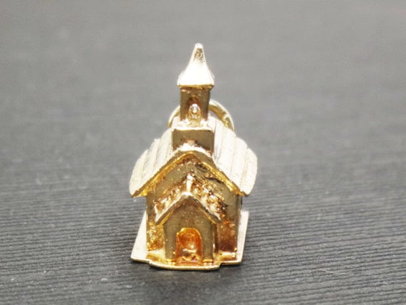 Vintage 14k Gold Church Charm Gold Wedding Chapel Cha… - Gem
