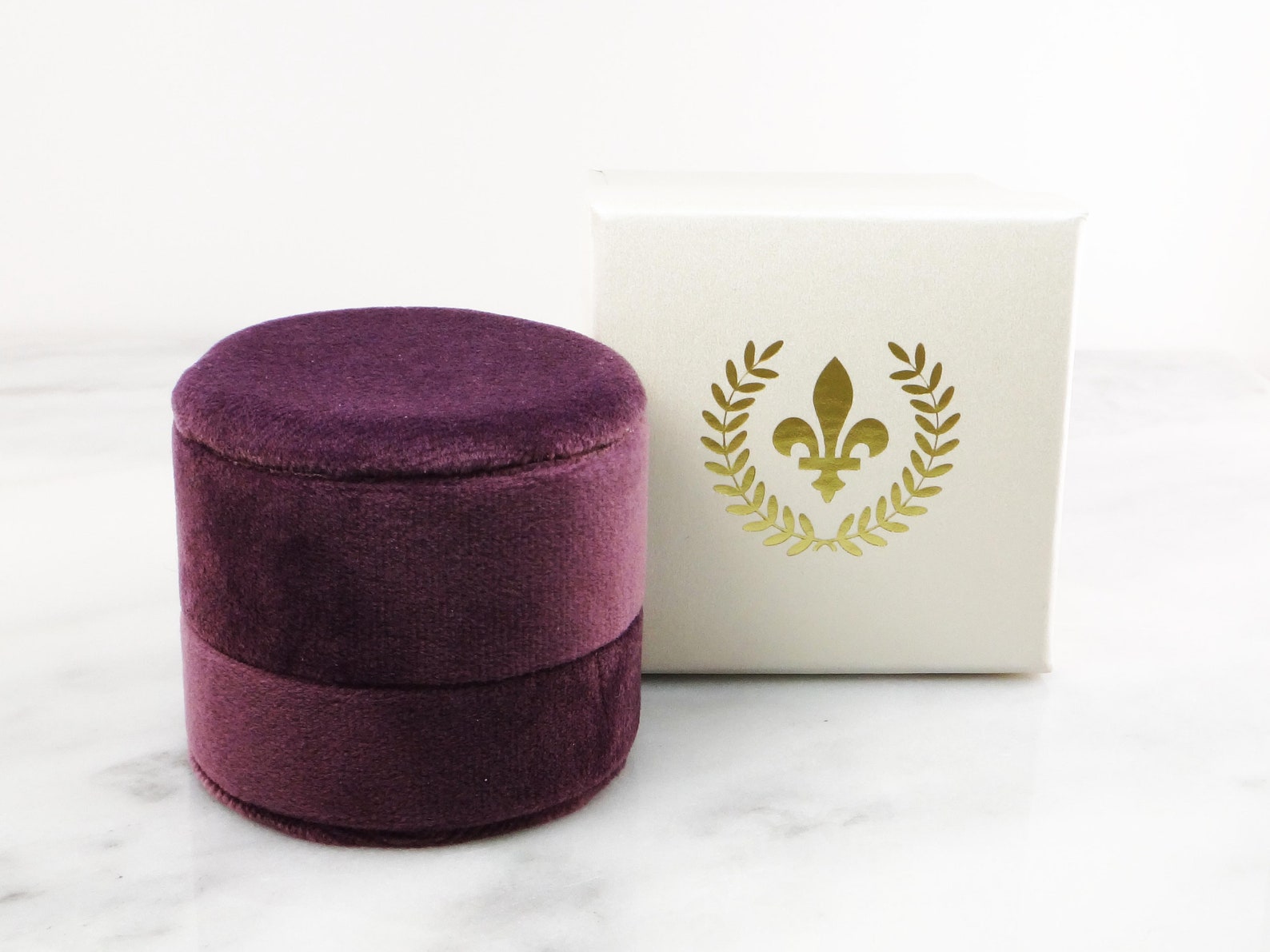 Velvet Ring Box Plush Round Ring Box Lavender Ring Box | Etsy