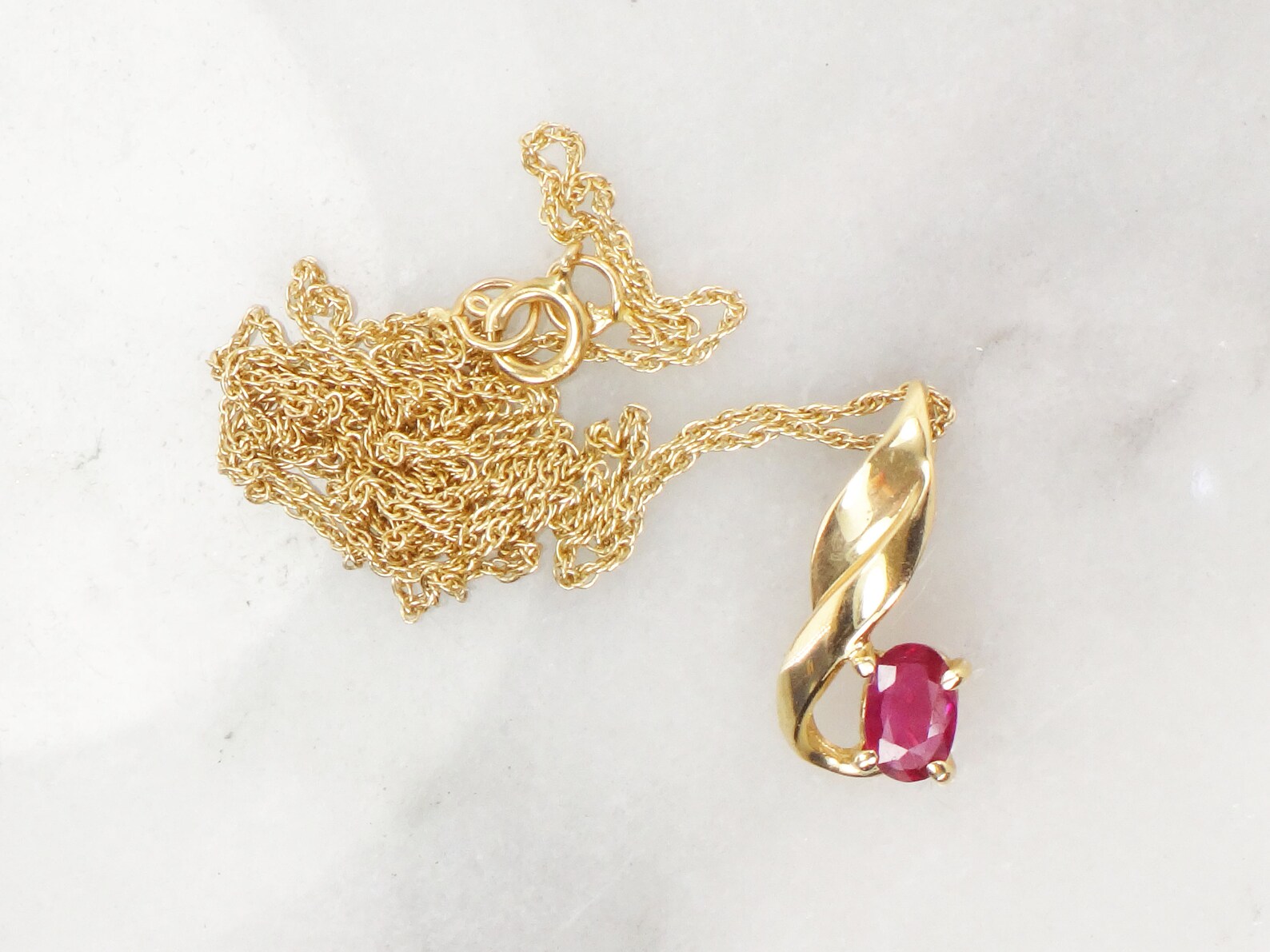 Vintage 14k Gold Ruby Necklace Solid Yellow Gold Ruby Drop | Etsy