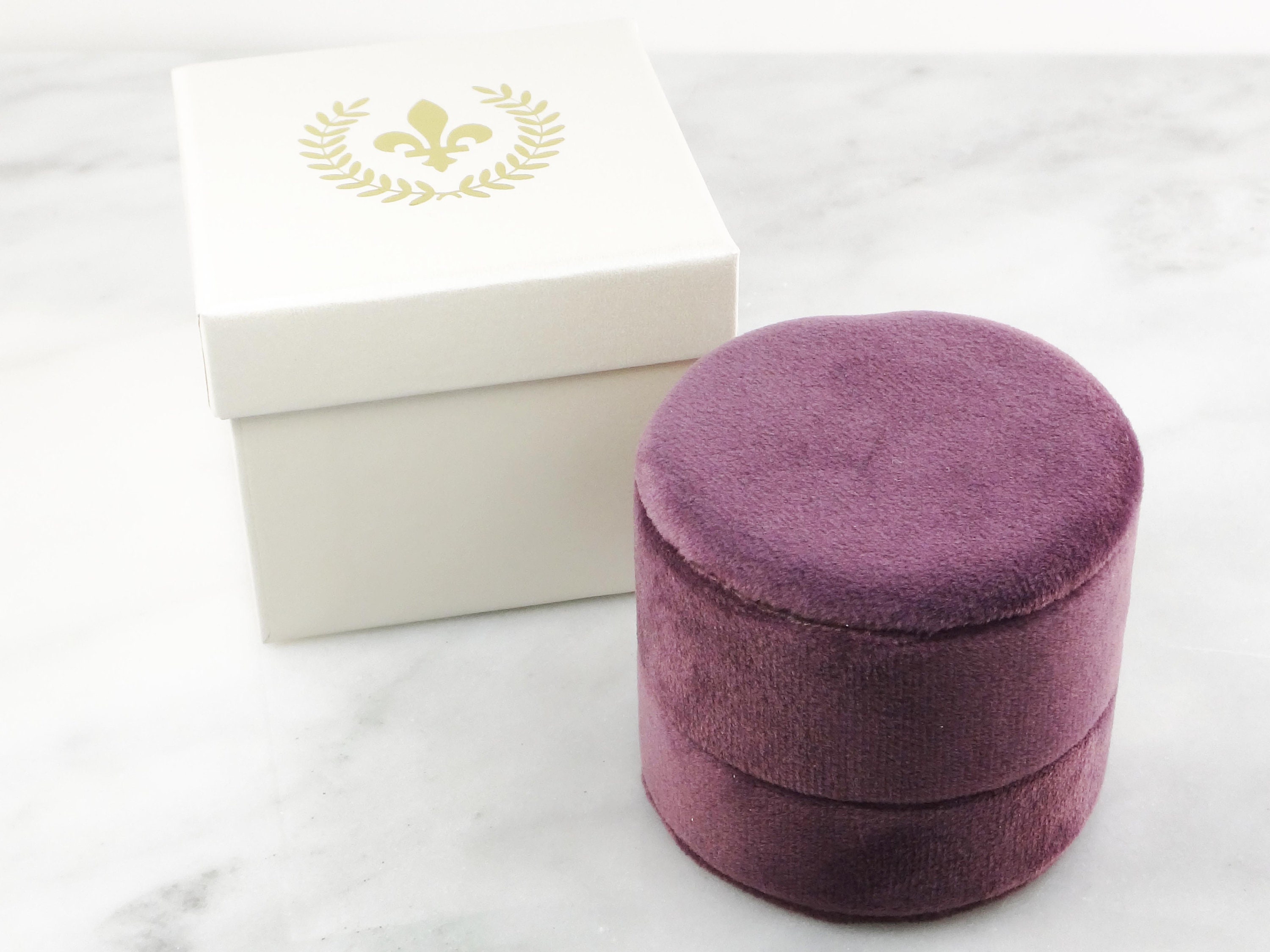 Velvet Ring Box Plush Round Ring Box Lavender Ring Box | Etsy