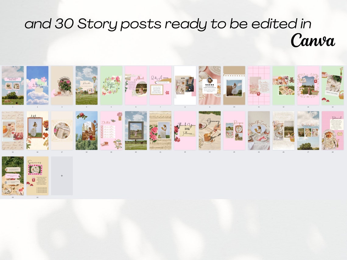 Cottagecore Instagram Templates Cottagecore Aesthetic 60 - Etsy
