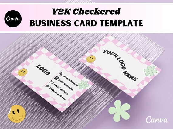 Y2K CHECKERED Business Card Retro Business Card Marketing - Etsy