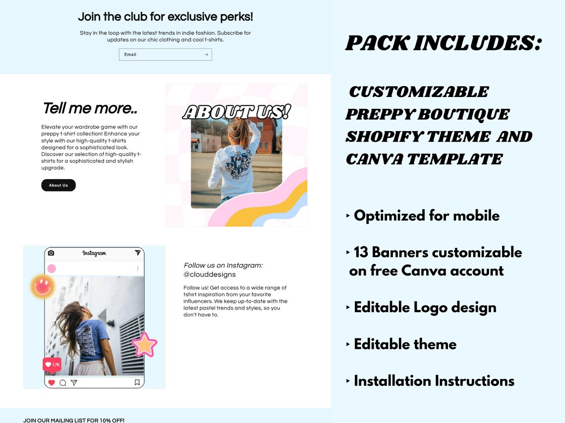 Preppy Boutique Shopify Theme, Boutique AESTHETIC Templates, Boutique ...